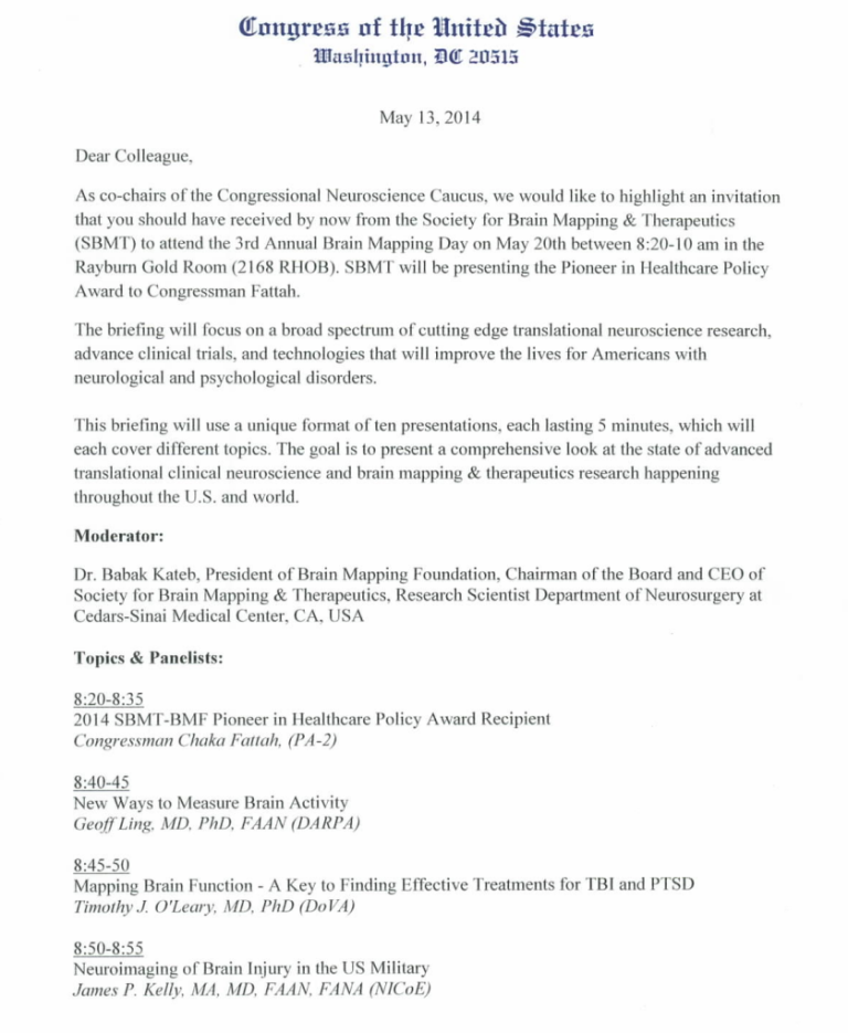 Annual Brain Mapping Day at the US Congress - Society for Brain Mapping ...