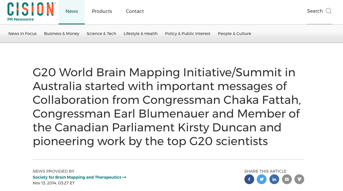 G20 World Brain Mapping Initiative/Summit in Australia started with ...